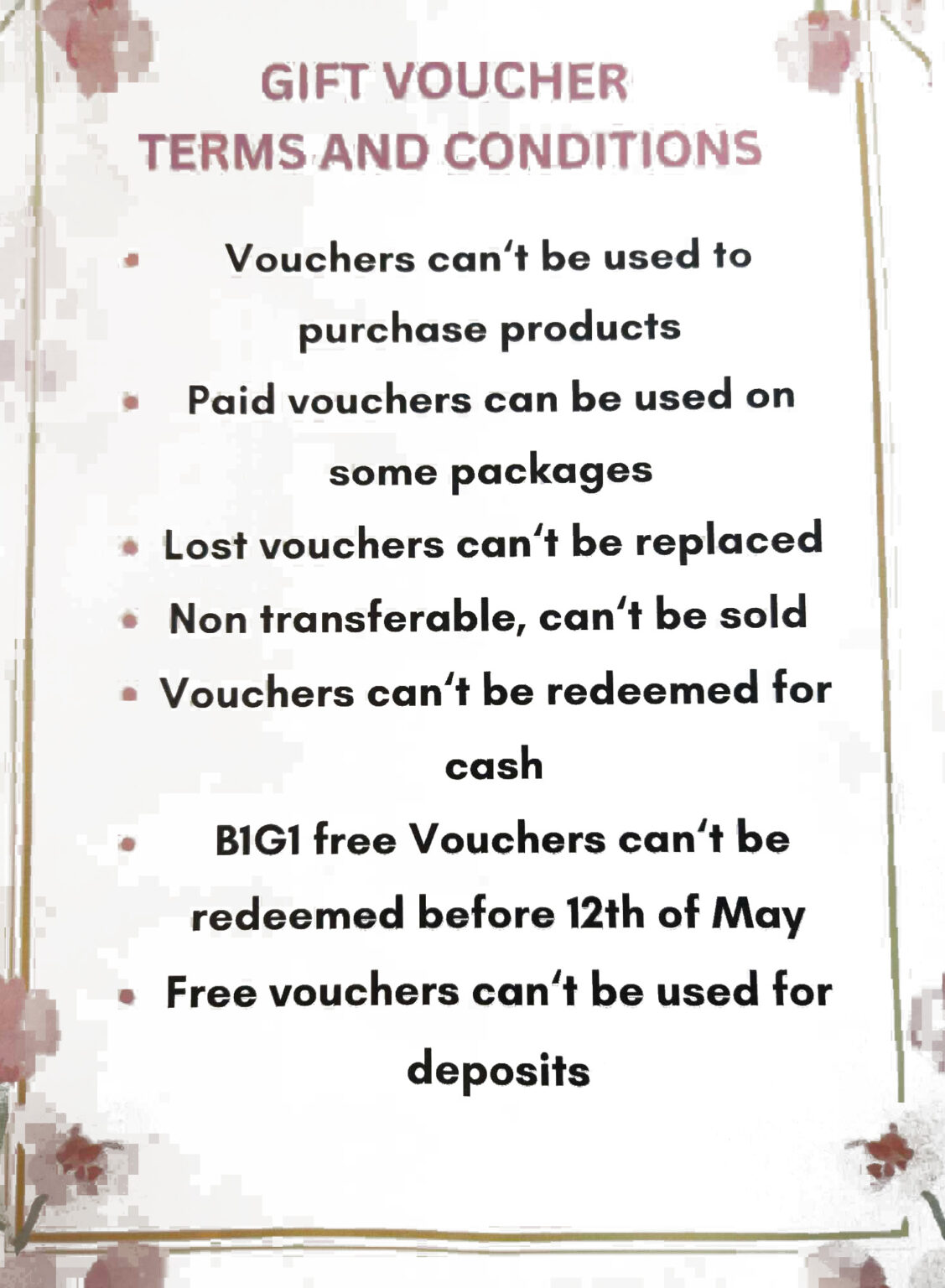 Gift Voucher Terms and Conditions - Guys and Dolls Hair House